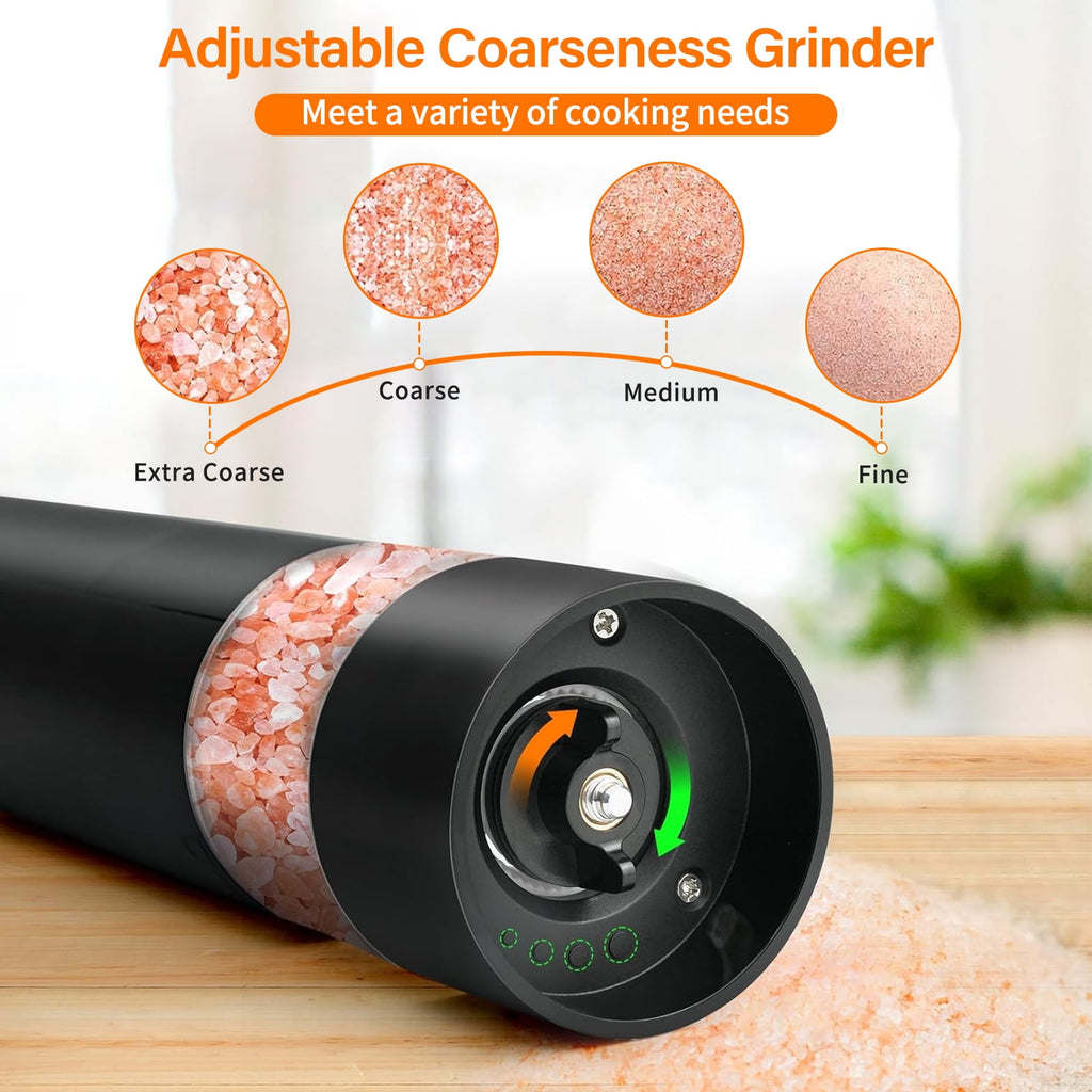 Blusmart Electric Salt and Pepper Grinder Set, Adjustable Coarseness ...