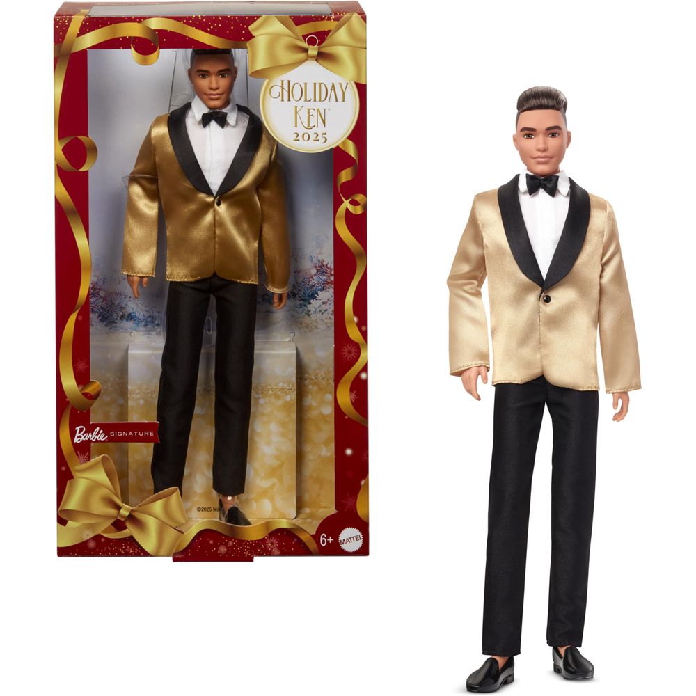Mattel Barbie Signature 2025 Holiday Ken Collectible Fashion Doll, Lig ...