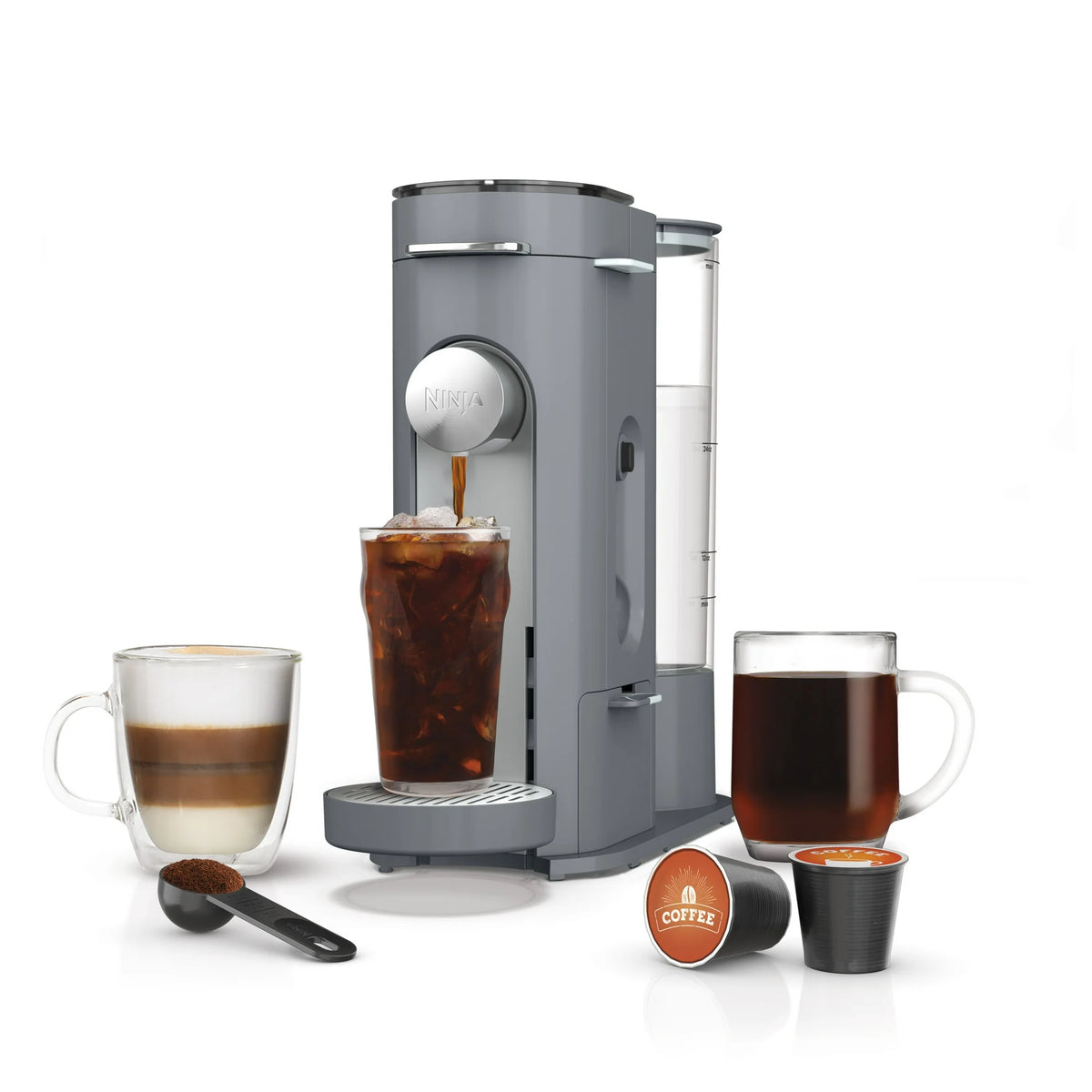 SharkNinja PB040WMGY Pods & Grounds Single-Serve Coffee Brewer, Steam ...