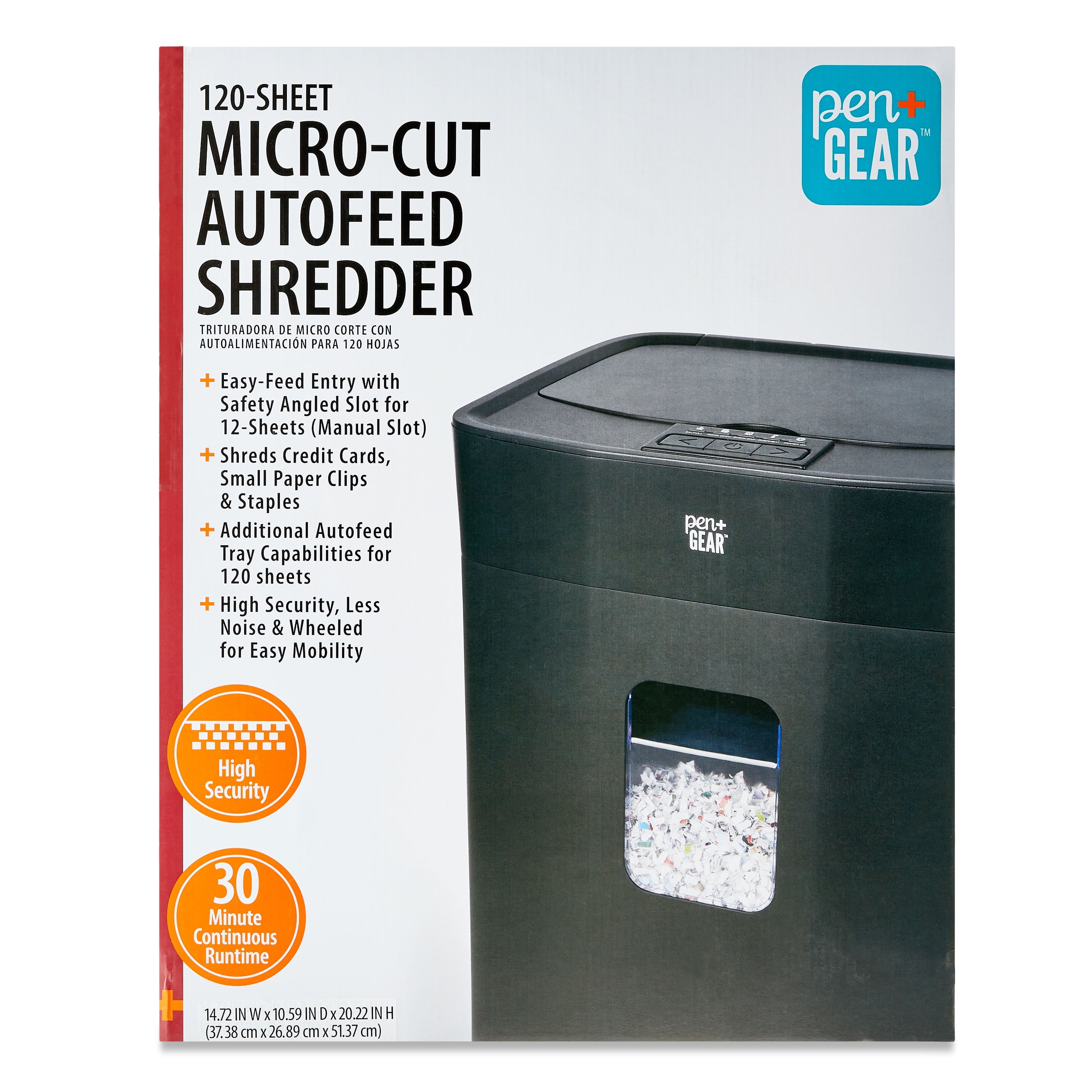 Pen+Gear C289-A 120-Sheet Auto Feed Micro-Cut Paper Shredder with 6 Ga ...