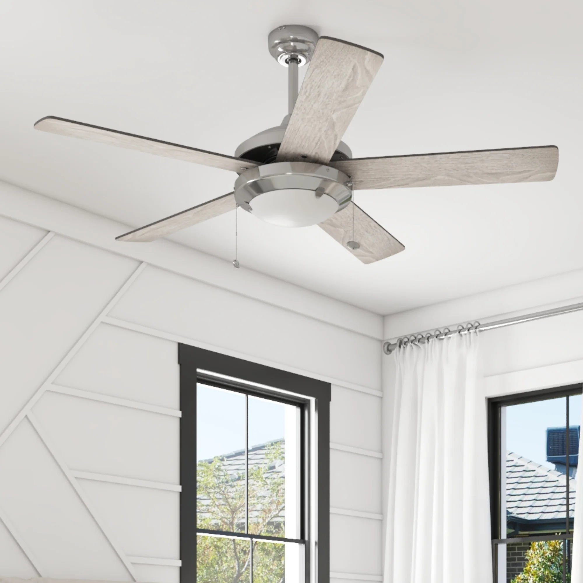 Mainstays MSS400010478010 52" Satin Nickel Indoor Ceiling Fan with Lig ...