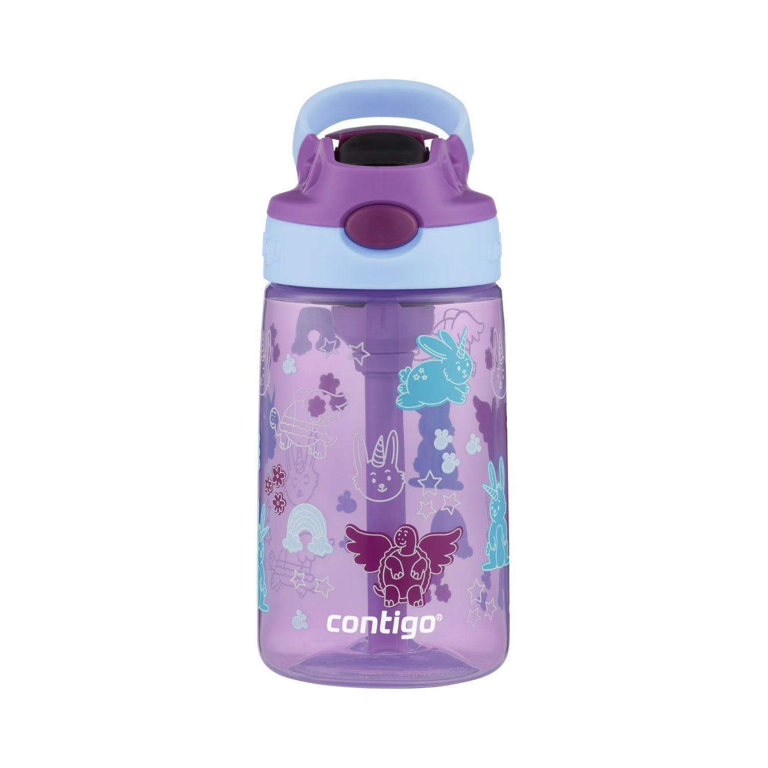 Contigo SAP_2178260 Kids Plastic Water Bottle with Straw Lid Purple Bu ...