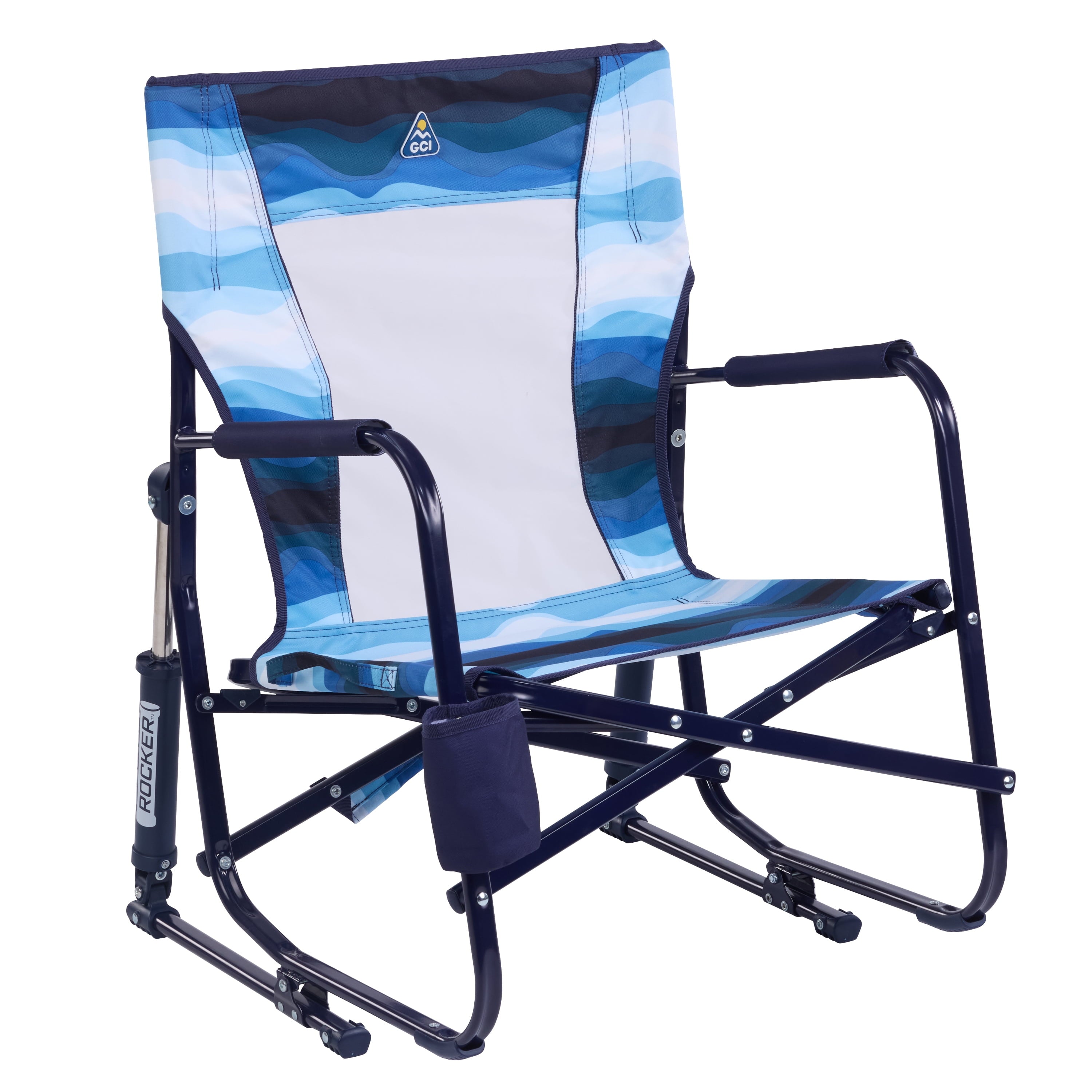 GCI Outdoor Beach Rocker Low Profile Foldable Rocking Chair Wave Blue ...