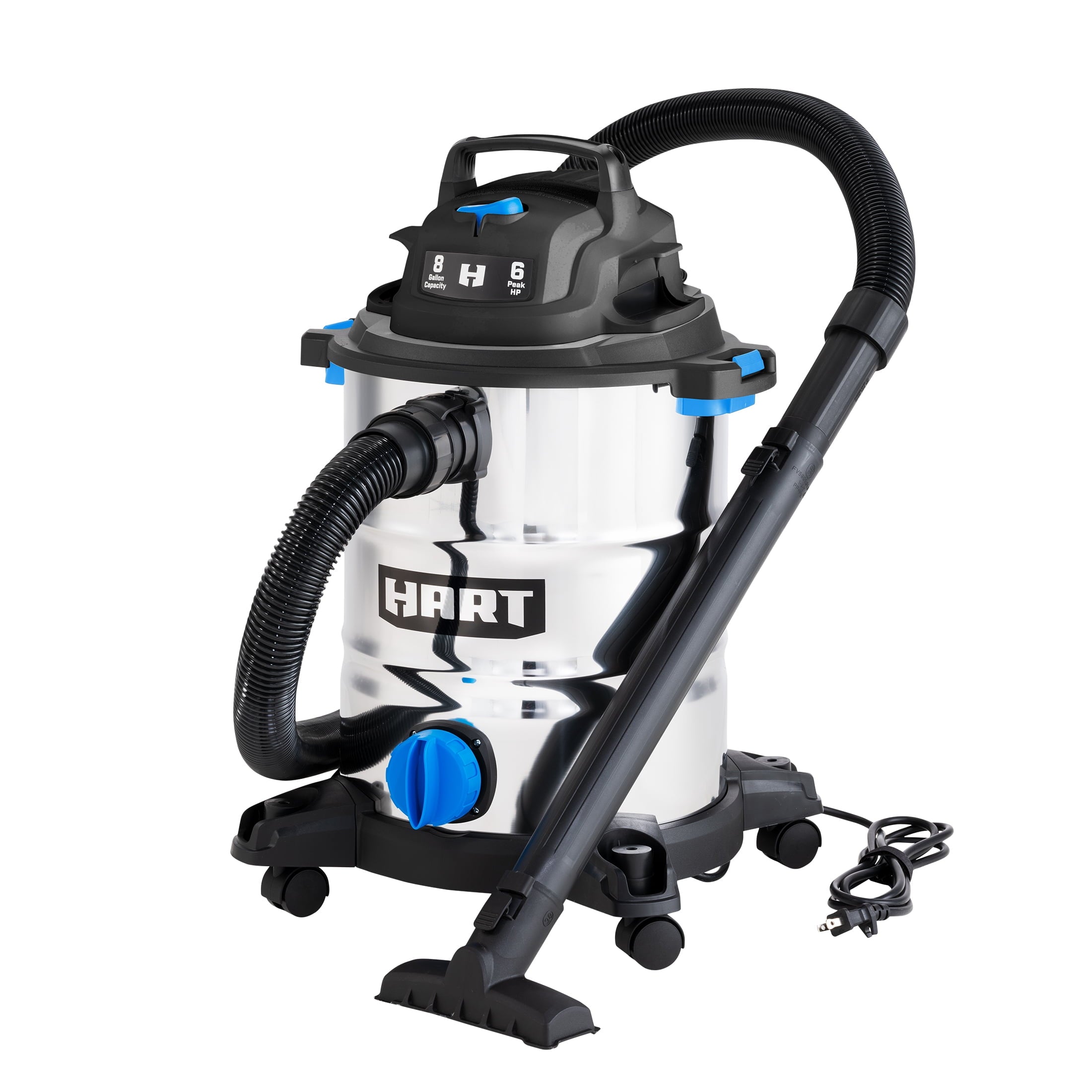 HART VOC812SF 3703 8 Gallon 6 Peak HP Stainless Steel Wet/Dry Vacuum ...