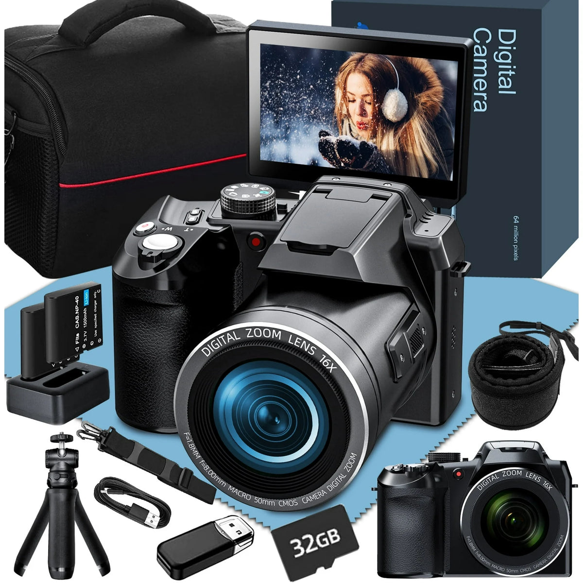NBD S200-US-CF2 4K 64MP Video Camera with 16X Digital Zoom and 32GB SD ...