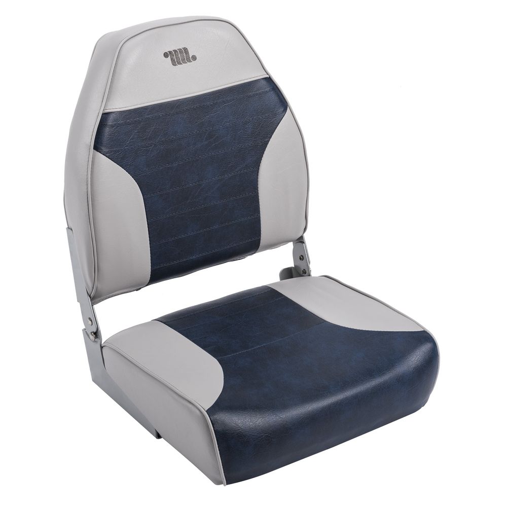Wise Seating High-Back Folding Fishing Boat Seat, Gray/Navy, Marine-Gr ...