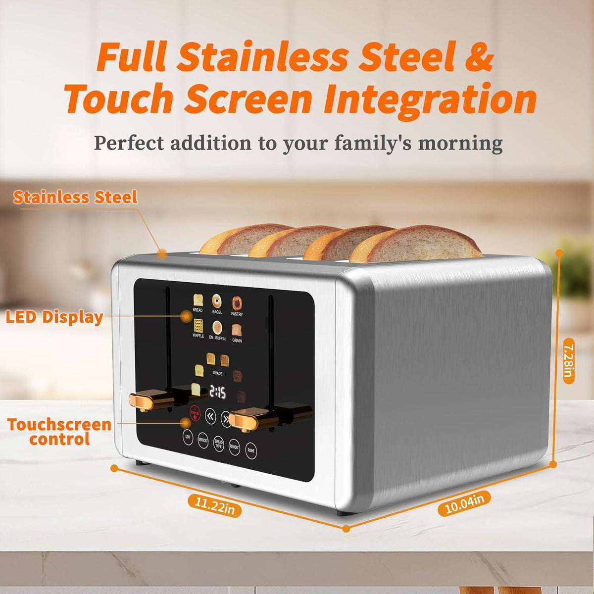 Whall KST076AU Touchscreen Toaster 4 Slice 6 Shade Settings – VIPOutlet