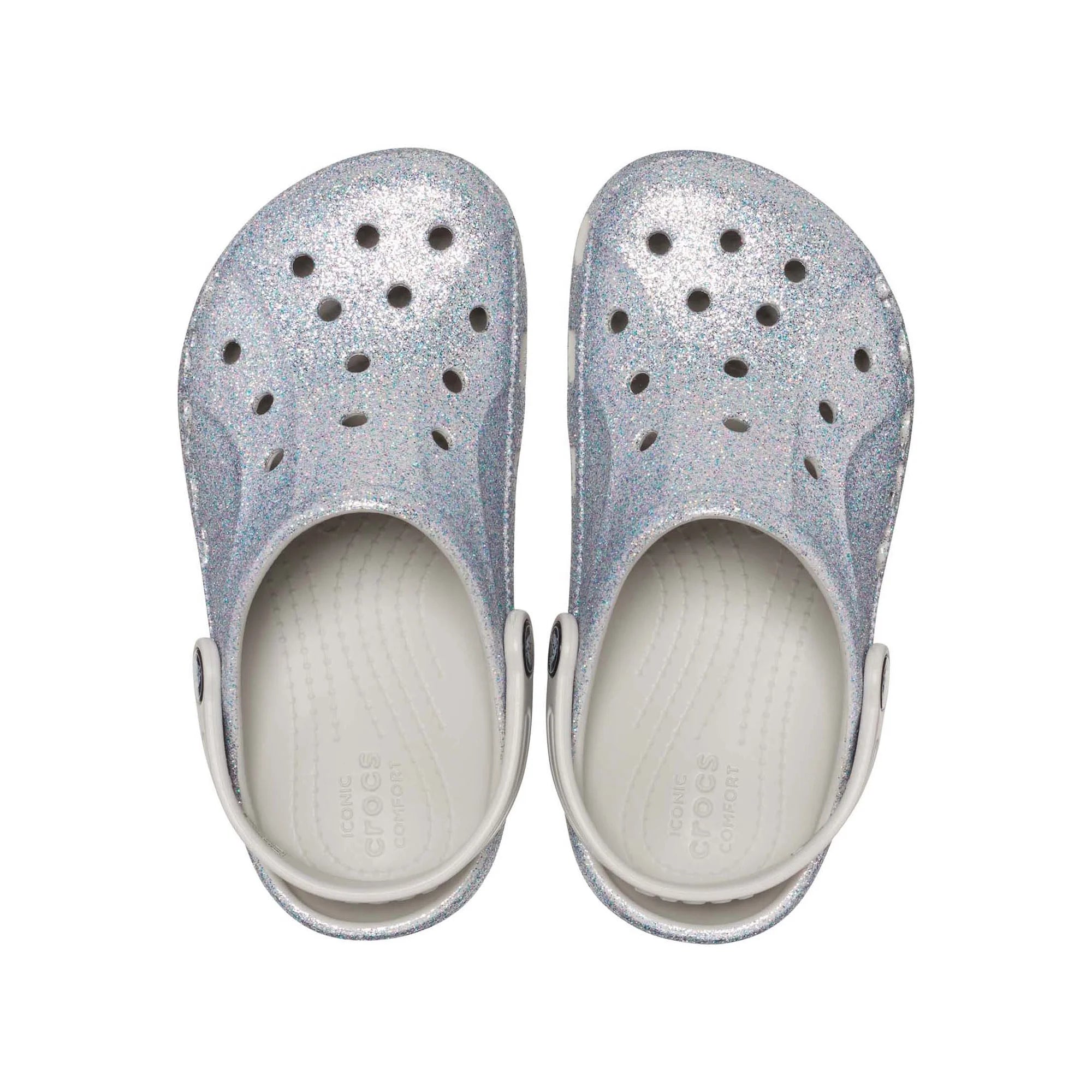 Crocs 207014-040-C10 Toddler Baya Glitter Clog, 10 Glitter Silver ...