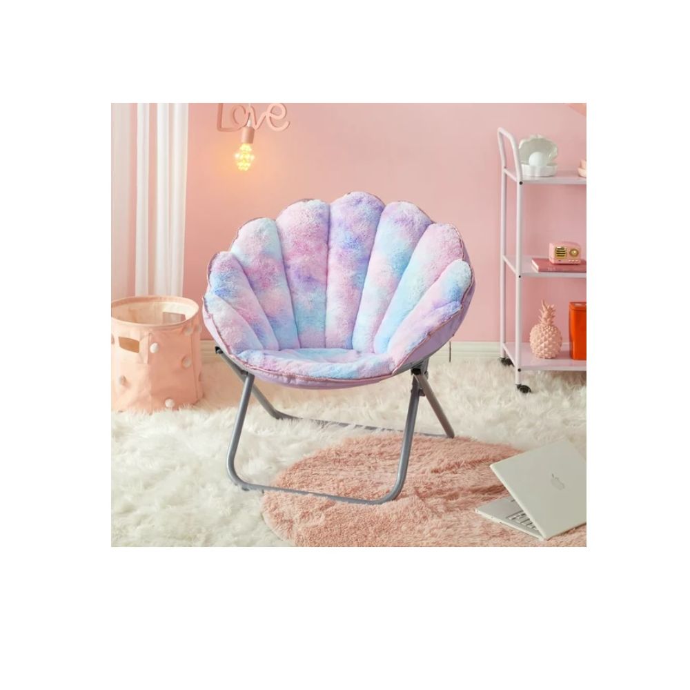 JUSTICE WK533015 Faux Fur Scallop Folding Saucer Chair – VIP Outlet