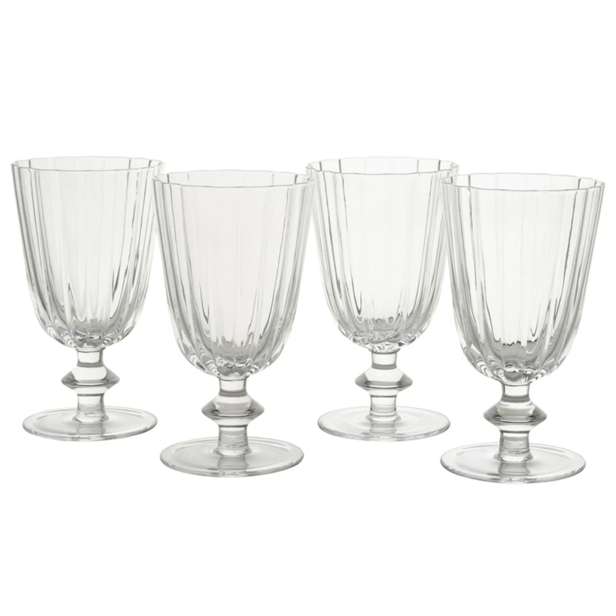Beautiful 5312830 Scallop Set of 4 Glass Goblet Clear by Drew Barrymor ...