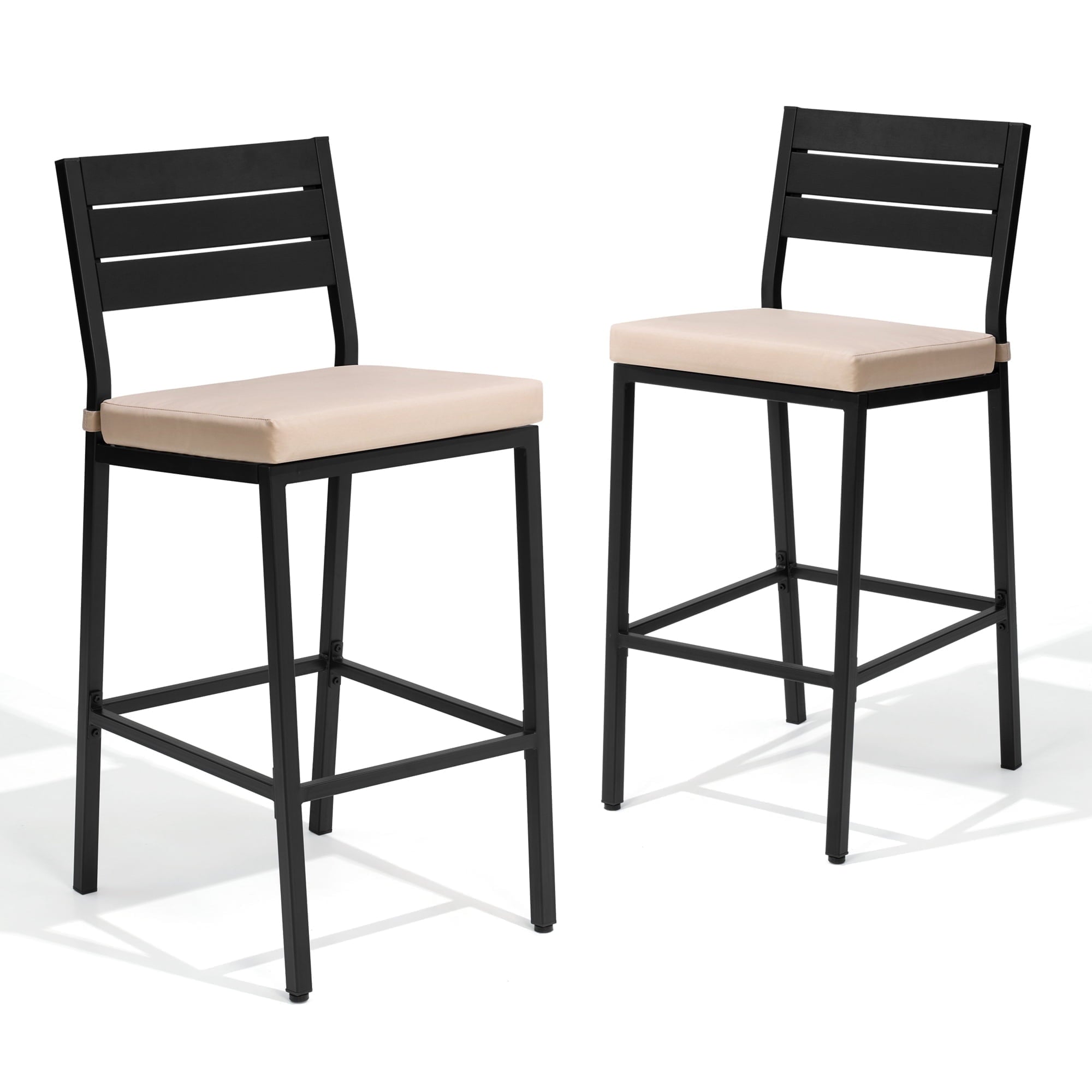 Pellebant Set of 2 Outdoor Swivel Bar Stools Aluminum Weatherproof Bei ...