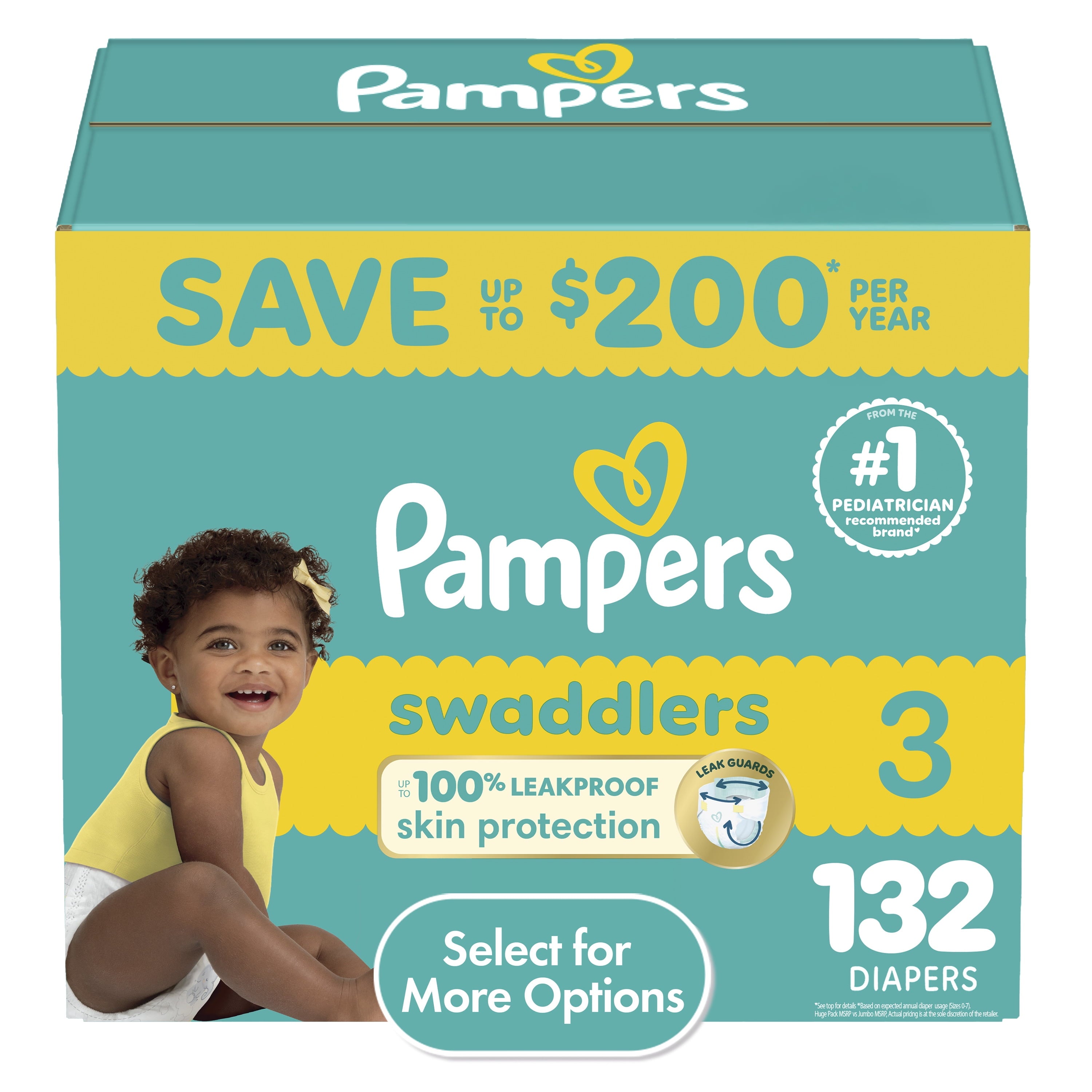 Procter & Gamble Swaddlers Size 3 Pampers Baby Diapers 132 Count with ...