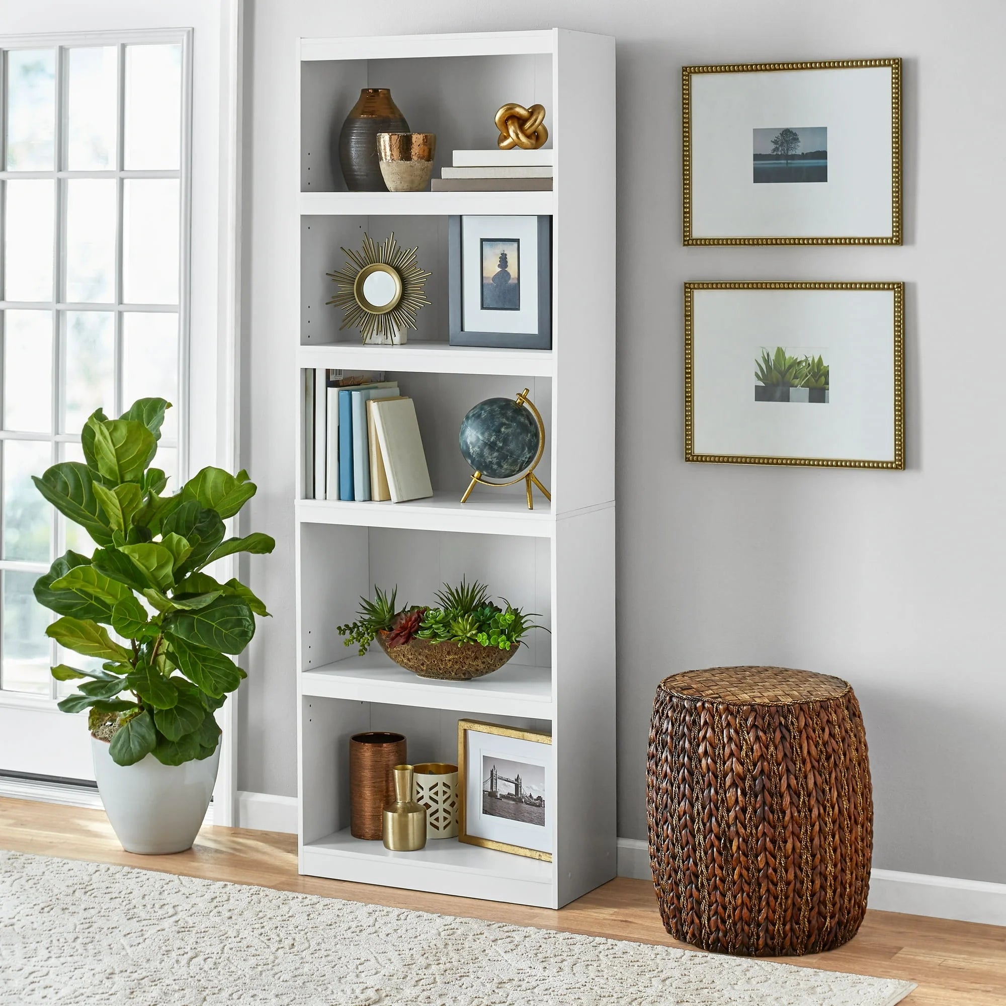 Mainstays MS5336278612035 Framed 5-Shelf Bookcase with Adjustable Shel ...