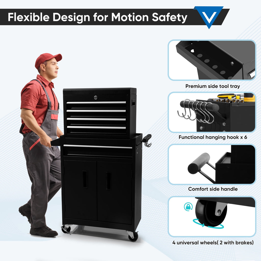 Steelite AZ7052 26-Inch Tool Chest & Storage Cabinet, 5 Drawers Rollin ...