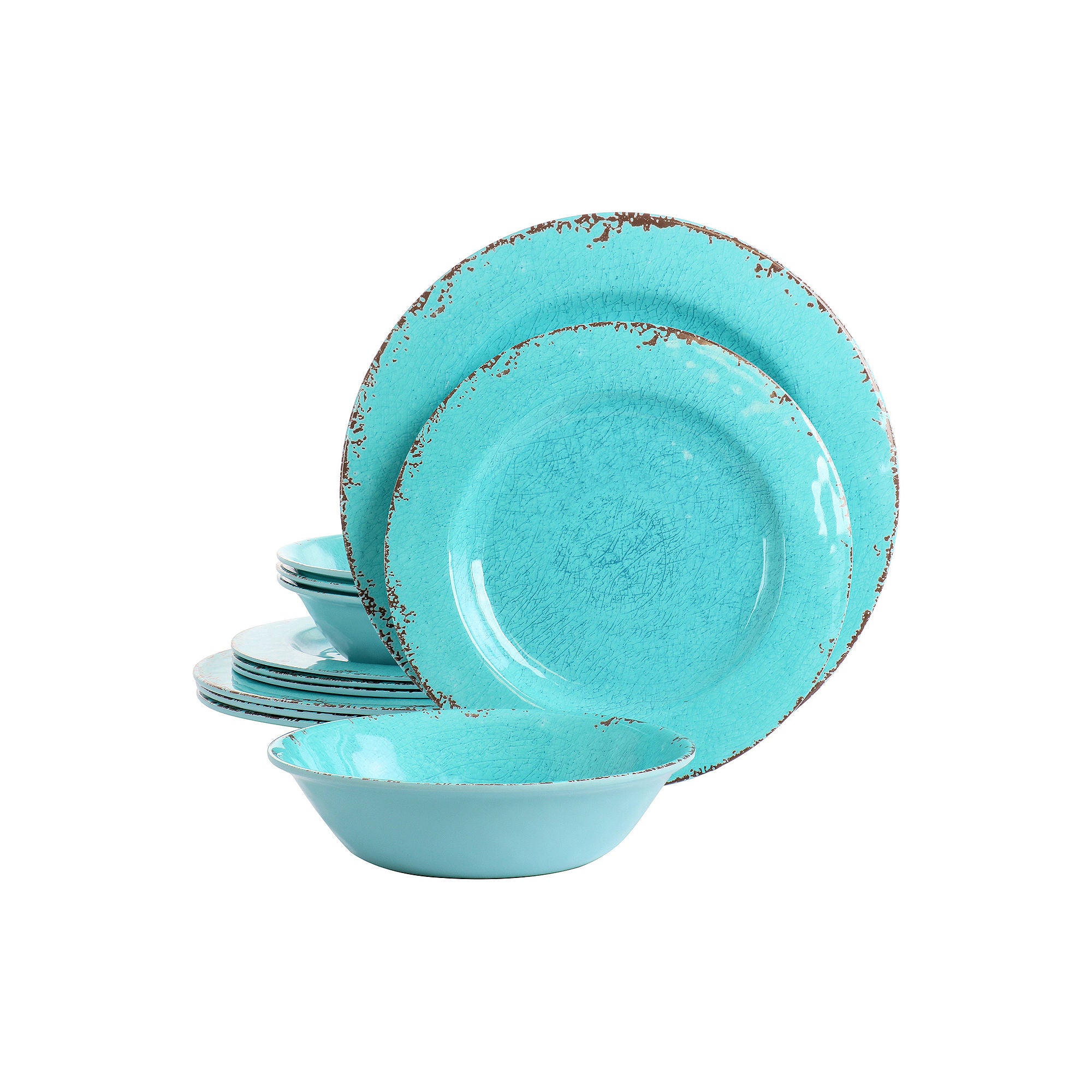 Gibson Dinnerware Set 12-Pc. Melamine Dinnerware Set 975120105M - BLUE ...