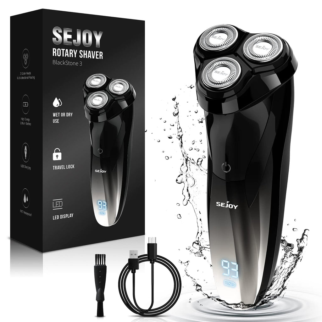 Sejoy Electric Razor for Men, 3D Rotating Heads, Pop-Up Trimmer, IPX7 ...