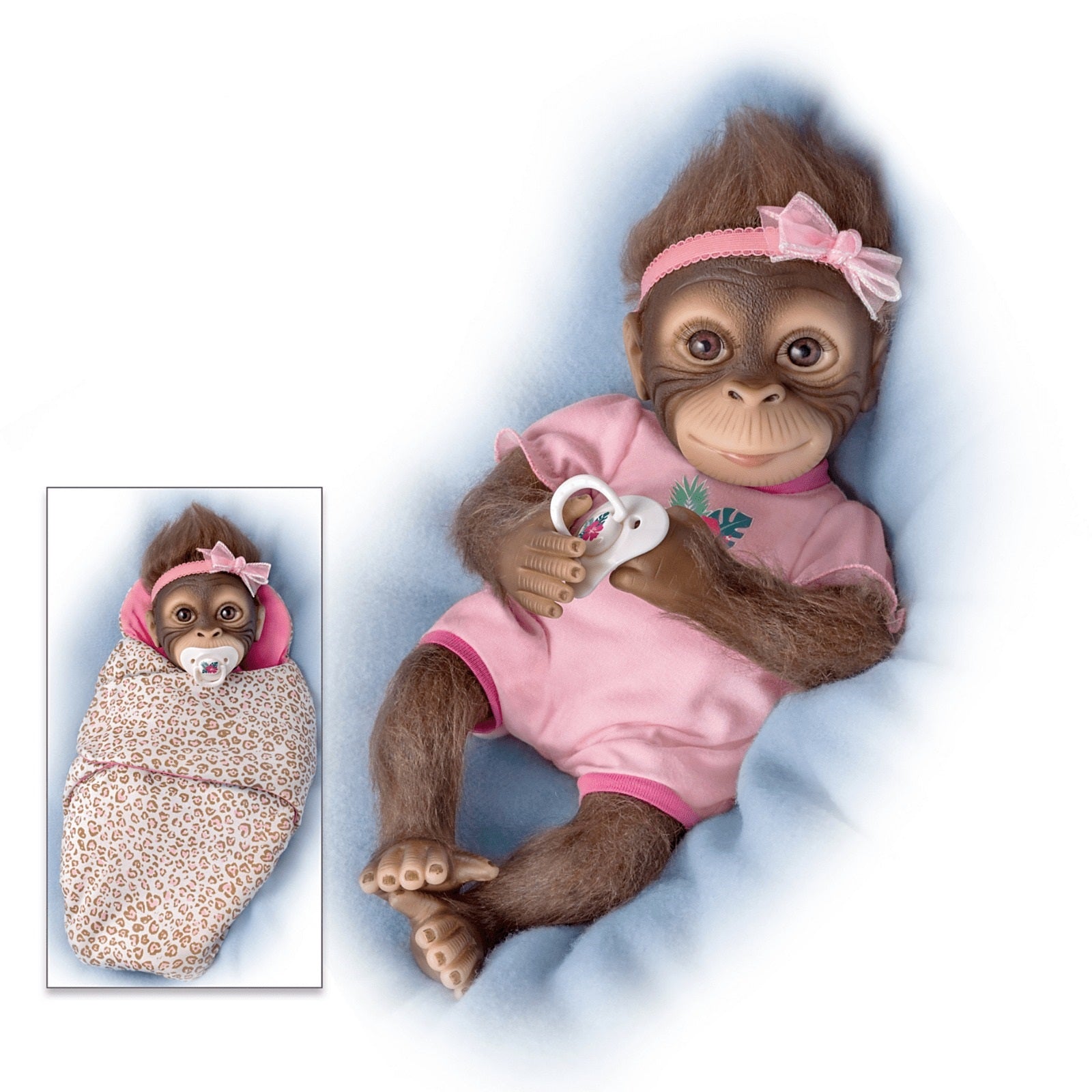 The Ashton-Drake Galleries 14" Snuggle Suri Lifelike Baby Monkey Girl ...
