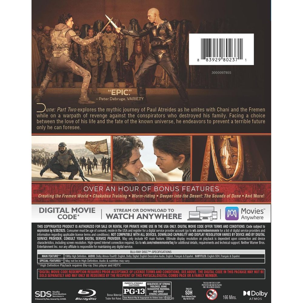 Studio Distribution Services Dune: Part Two (Blu-ray + Digital) – VIPOutlet