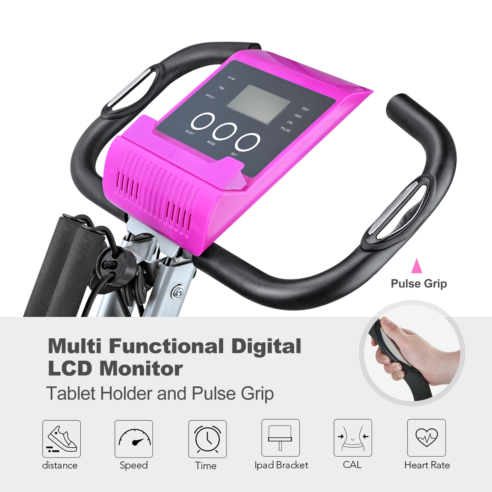 TECHMOO Folding Exercise Bike Portable Upright Adjustable Backrest Cyc ...