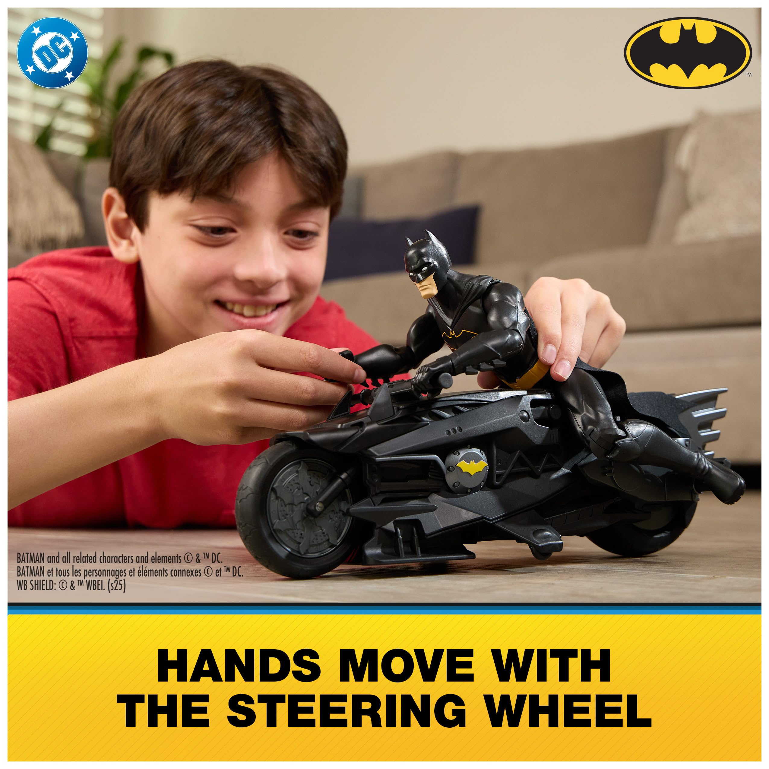 Spin Master DC Comics, Batman, Batcycle + 30 cm Batman Action Figure ...