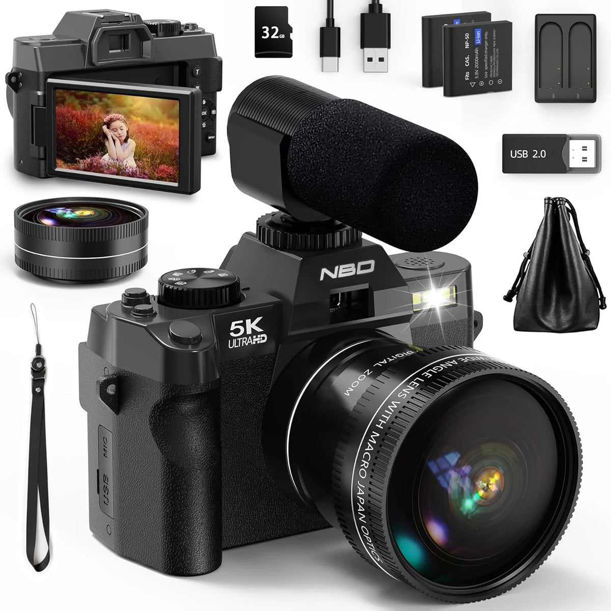 NBD S110 5K Digital Camera for Photography, 48MP Autofocus Vlogging Ca ...