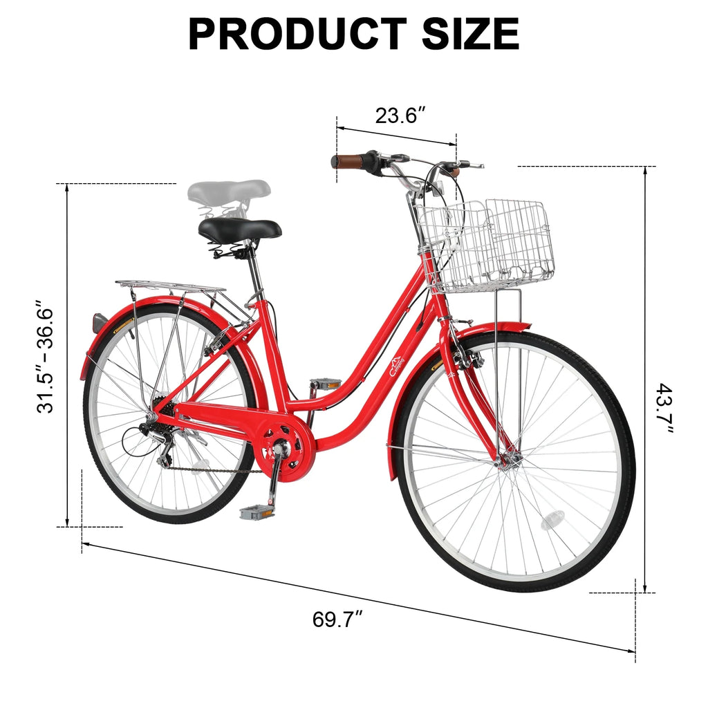 Ktaxon 26in Urban Commuter City Bike, Shimano 7 Speed Adult Road Bicyc ...