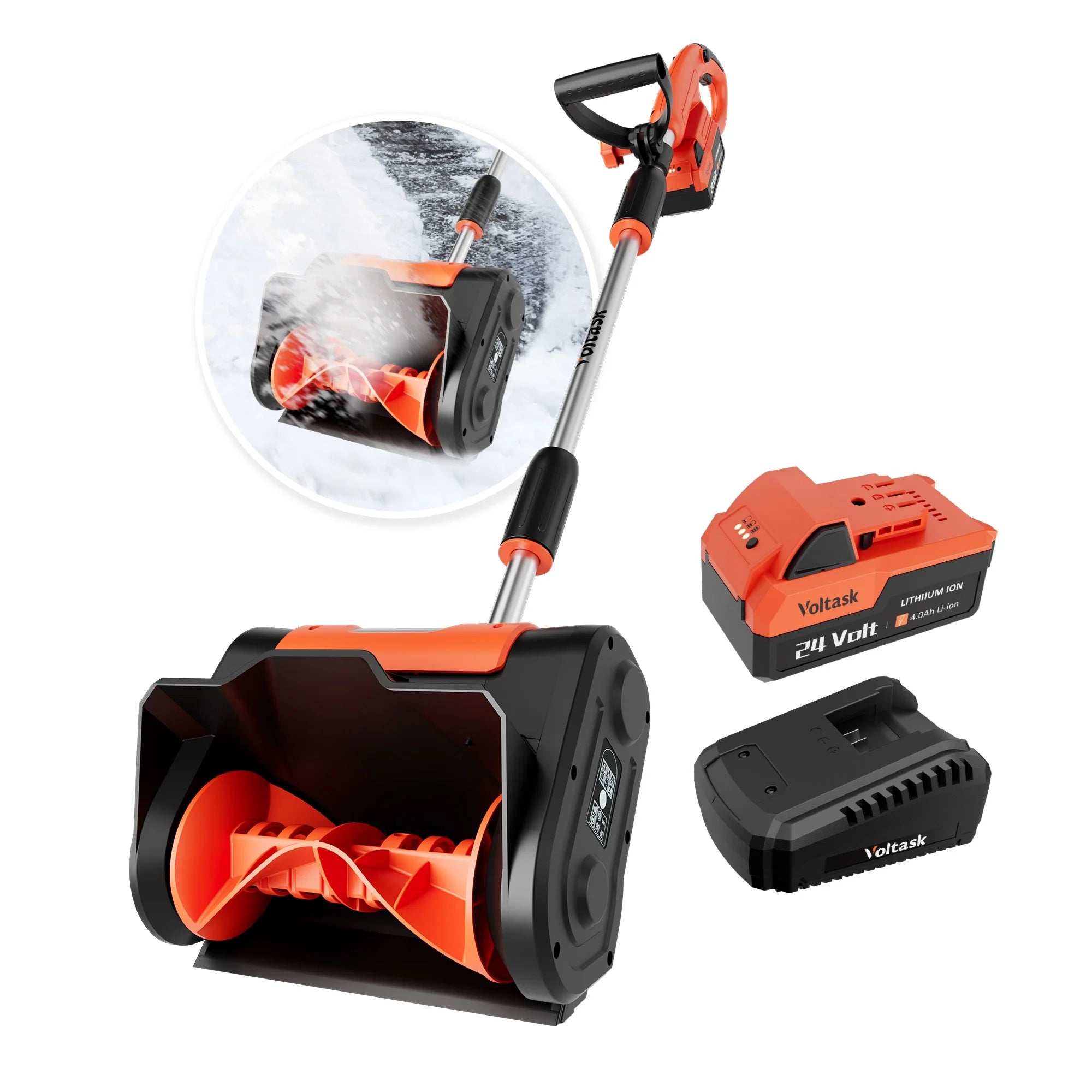 VOLTASK SS-20C-WM 24V 11-inch Cordless Snow Shovel 7.3lbs Lightweight ...