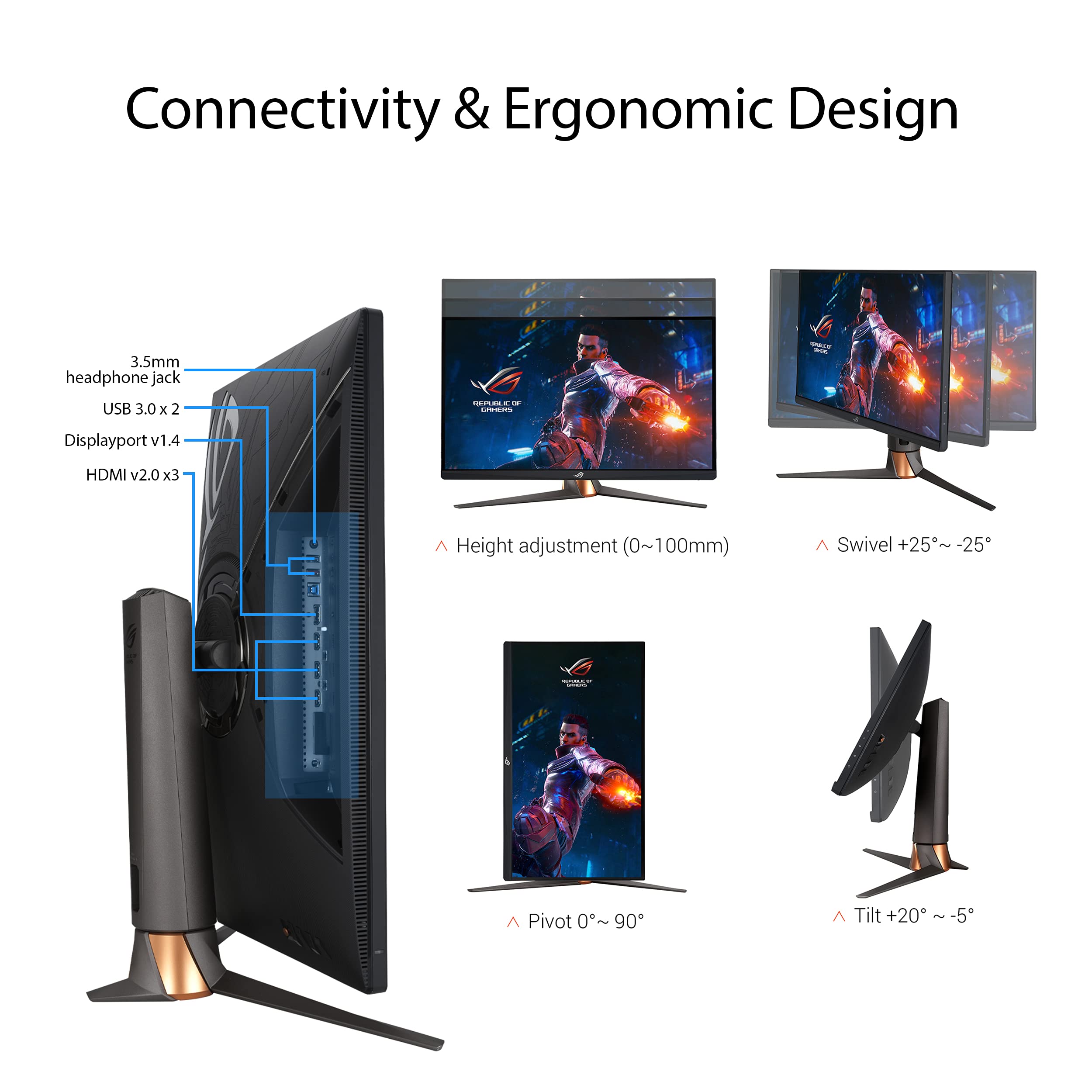 ASUS ROG Swift PG279QM 27in Gaming Monitor, 2560x1440 QHD, Fast IPS, 2 ...