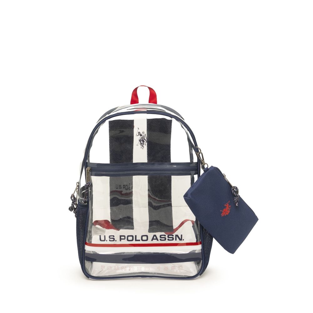 U.S. Polo Assn. Clear 16" Backpack Unisex Navy Transparent PVC – VIPOutlet
