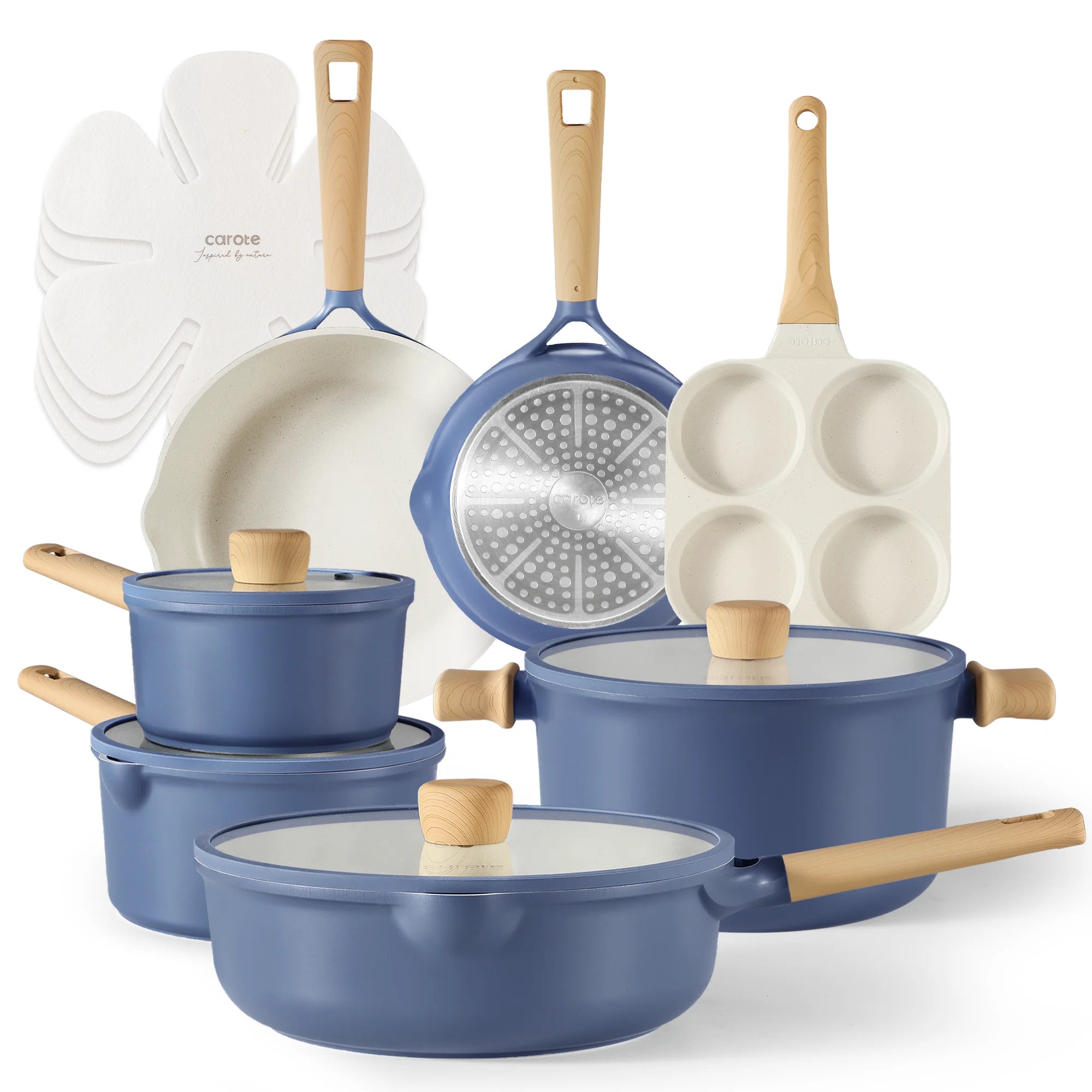 Carote A10247 Nonstick Cookware Sets, 15 Pcs Granite Non Stick Pots an ...