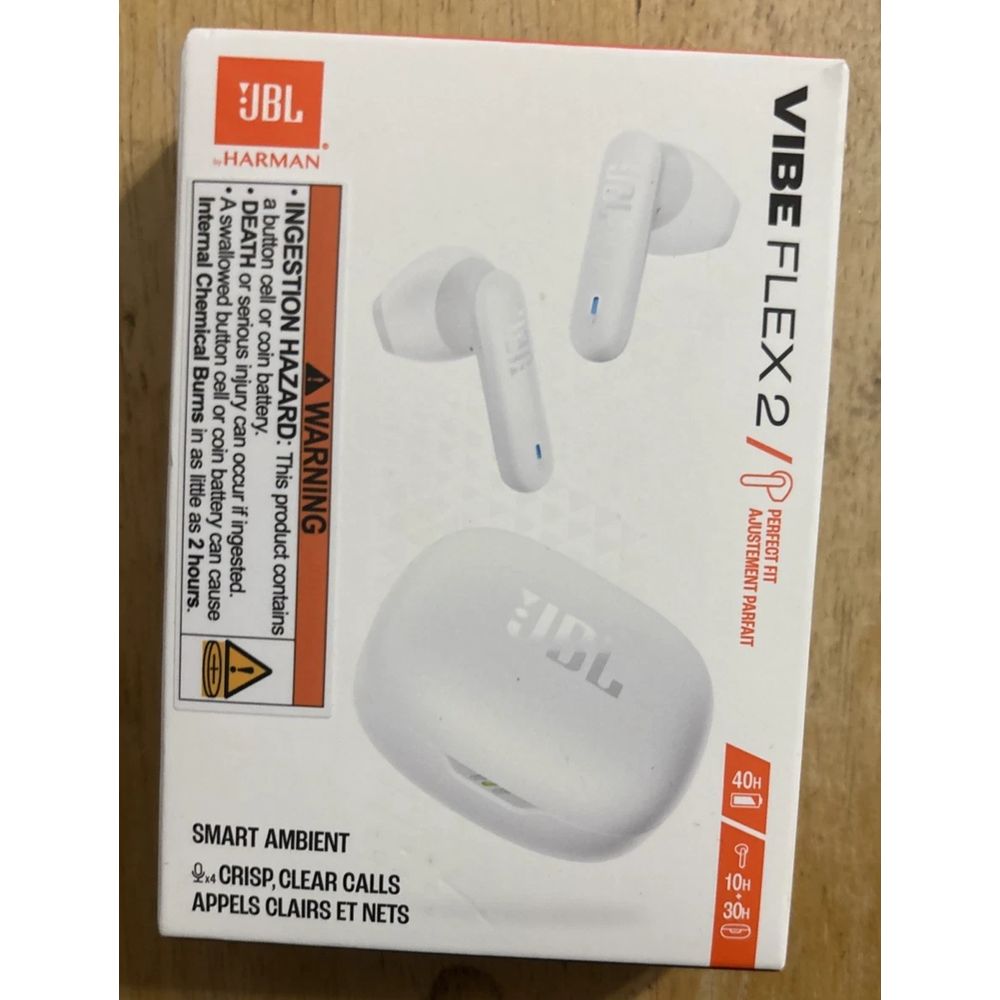 JBL JBLVFLEX2WHTAM Vibe Flex 2 - True Wireless Earbuds - White – VIP Outlet