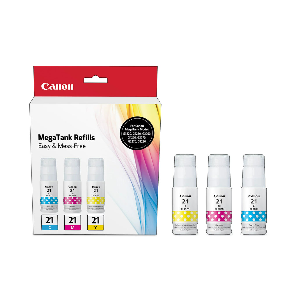 Canon 4537C004 G-21 CMY Ink Bottle Combo Pack - Cyan/Magenta/Yellow ...