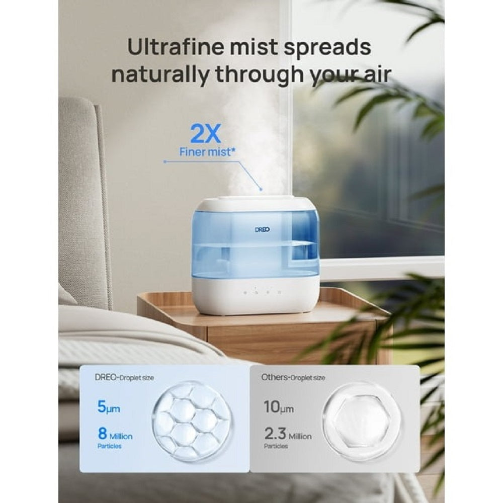 Dreo DW-HM01 Humidifier for Bedroom, Quiet 4L Cool Mist Top-Fill Ultra ...