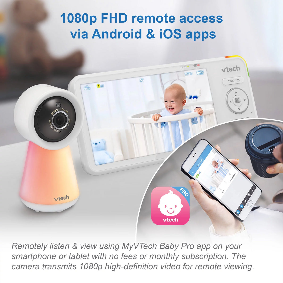 VTech RM5856-2HD Remote Access 1080p with 5" Parent Unit and 2 Cameras ...